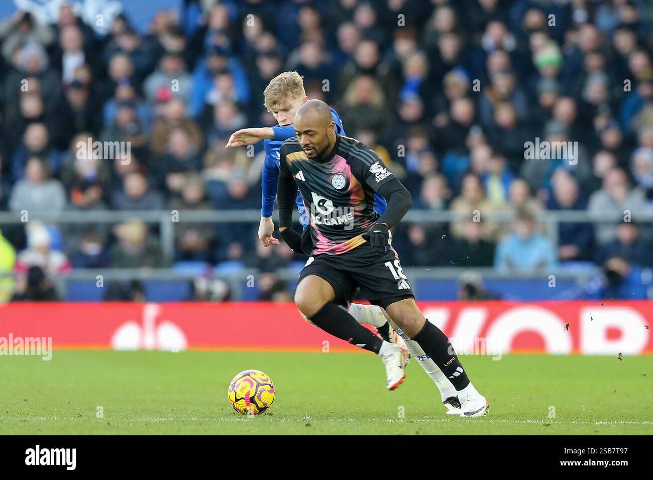 Liverpool, UK. 01st Feb, 2025. Jordan Ayew of Leicester City shields ...