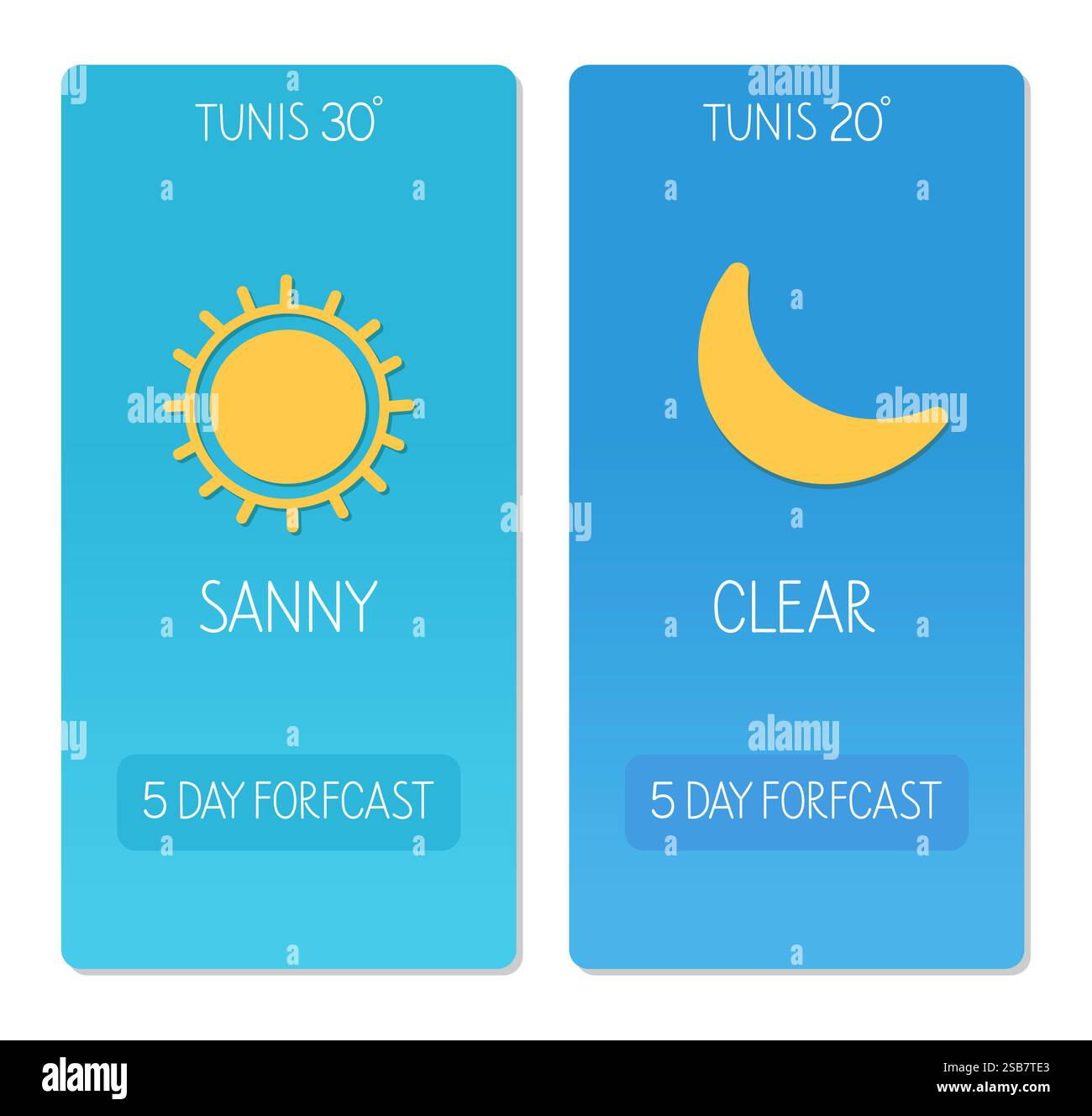 Sunny weather forecast for Tunis with clear skies and warm temperatures Stock Vector Image & Art ...