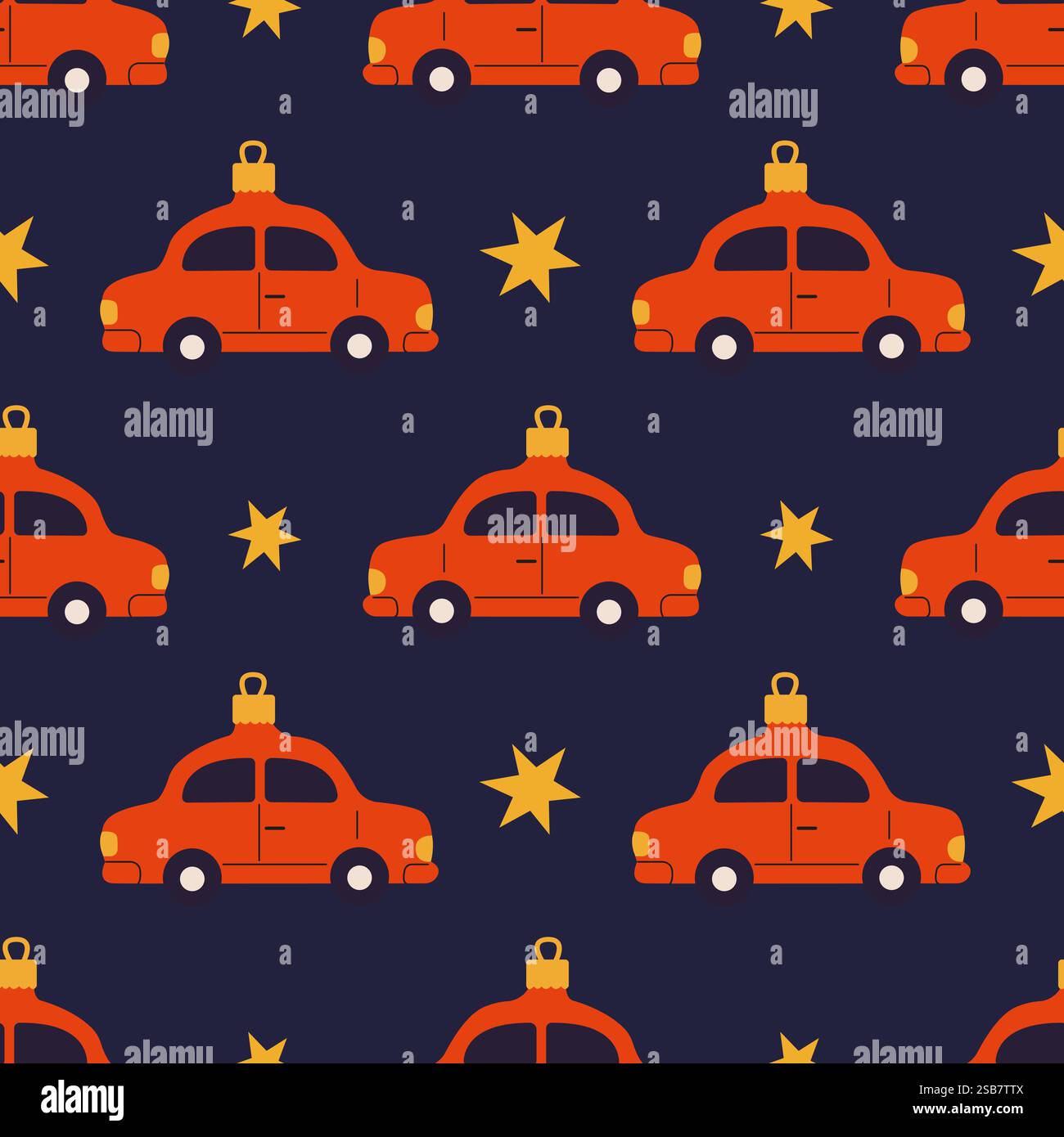 Red cars with crowns on top amid stars in a dark blue pattern for ...
