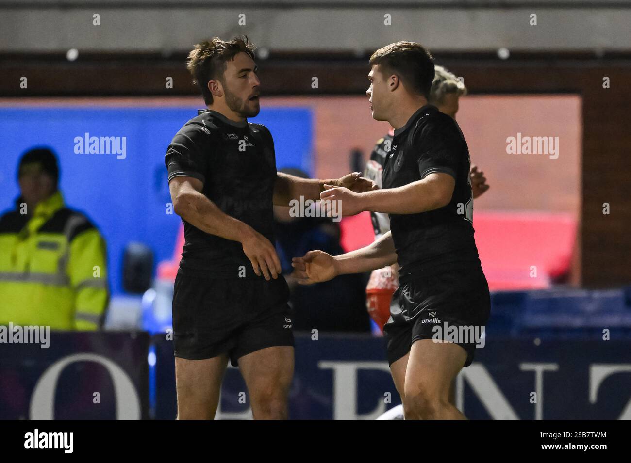 Jake Thewlis of Warrington Wolves celebrates his try during the Toby ...