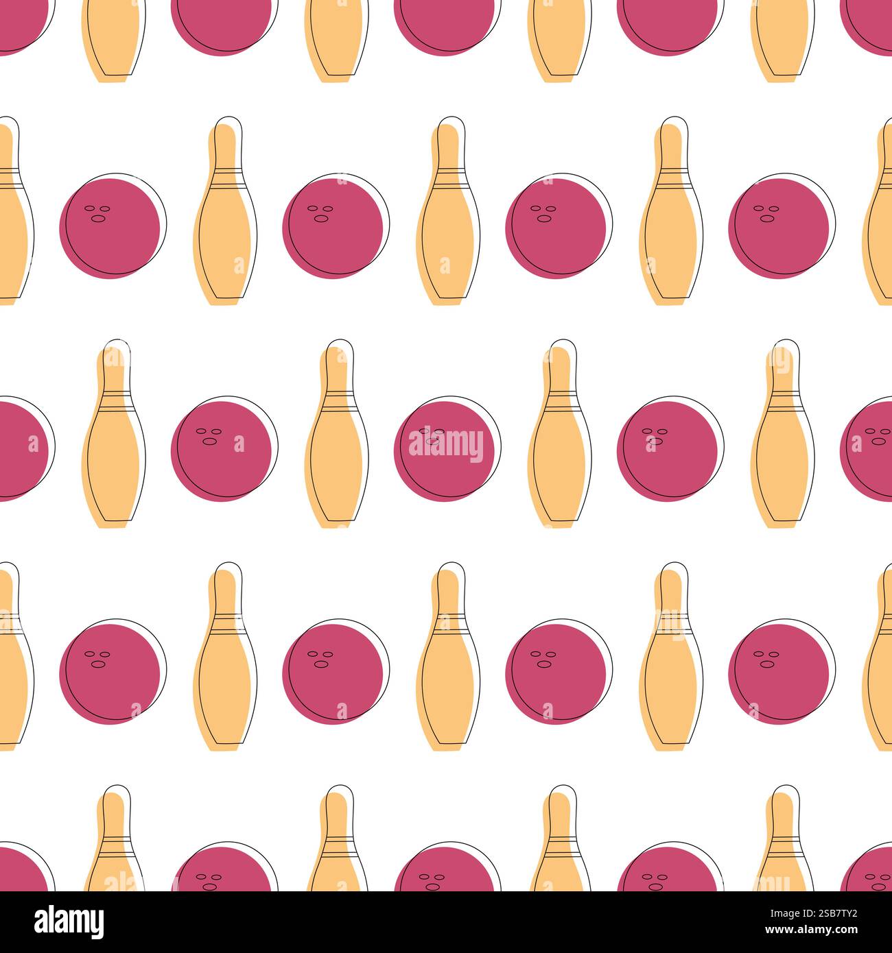 Seamless pattern with bowling shoes, pins and bowls. Sports theme ...