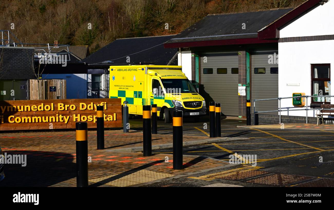 Dyfi Community Hospital in Machynlleth, Wales NHS with ambulance ...