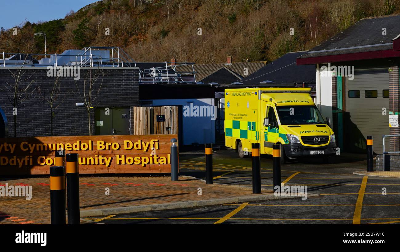 Dyfi Community Hospital in Machynlleth, Wales NHS with ambulance ...