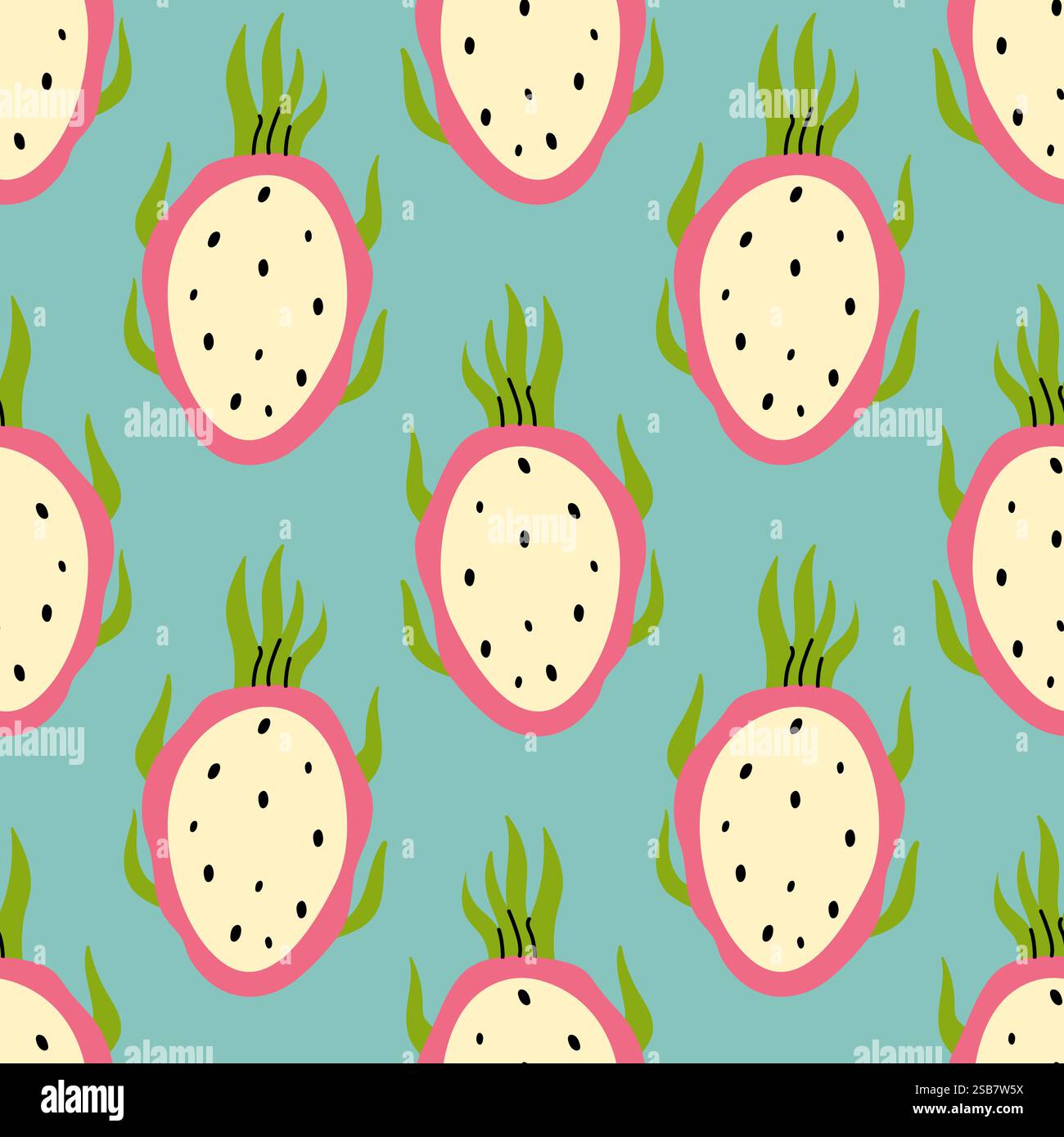 Colorful dragon fruit pattern on a light blue background showcasing ...