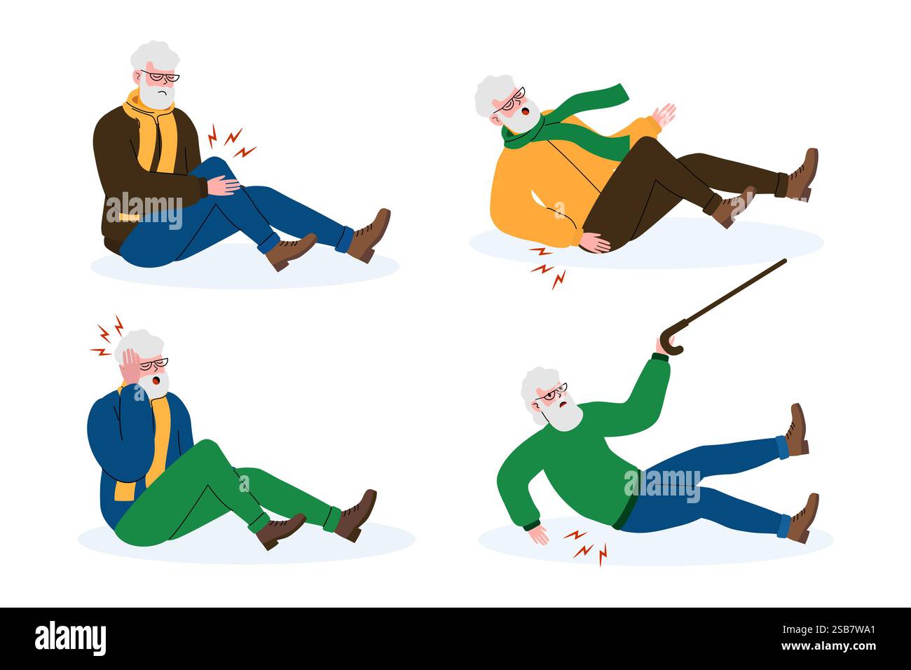 Elderly man experiences falls and injuries during daily activities in ...