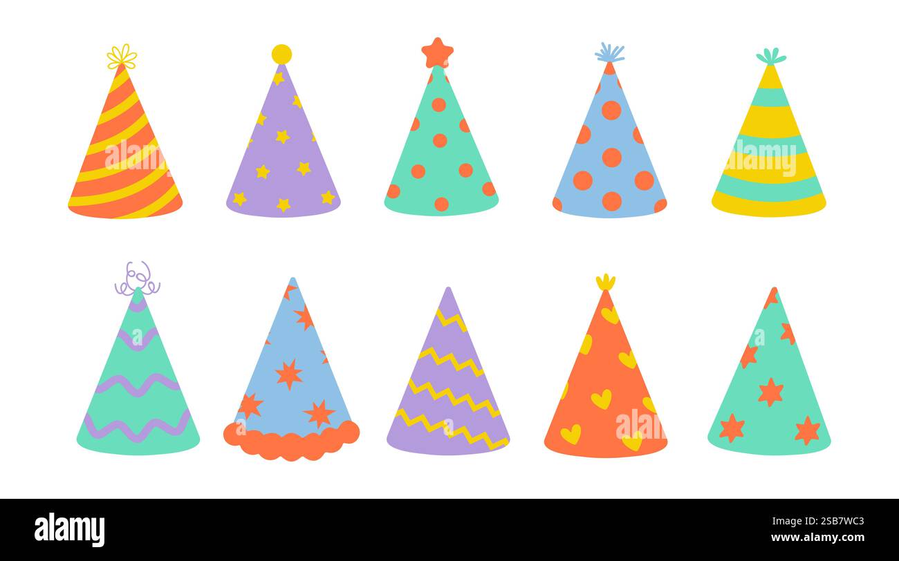 Colorful party hats for festive celebrations and gatherings Stock ...