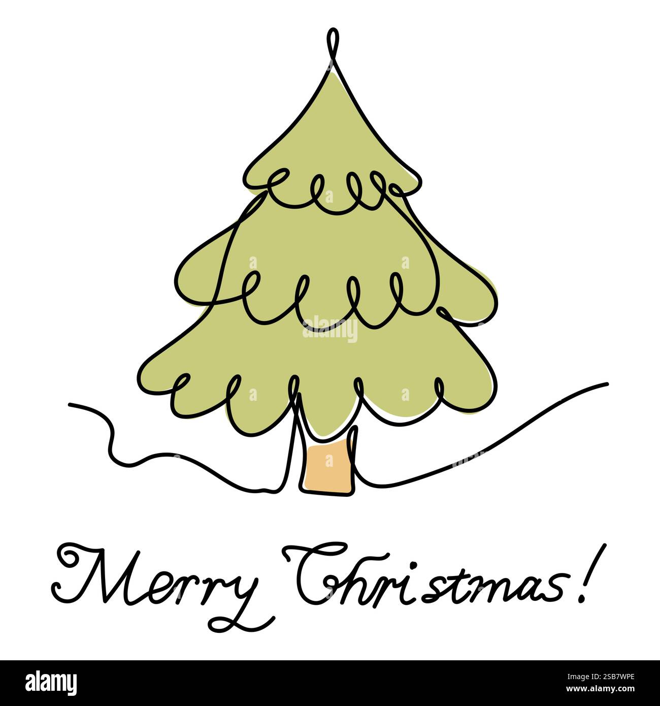 Simple Christmas tree drawing with festive message created in a playful ...