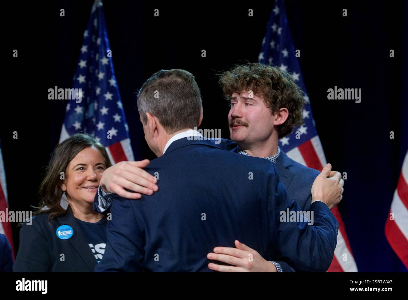 Newly elected Democratic National Committee Chairman Ken Martin, center ...