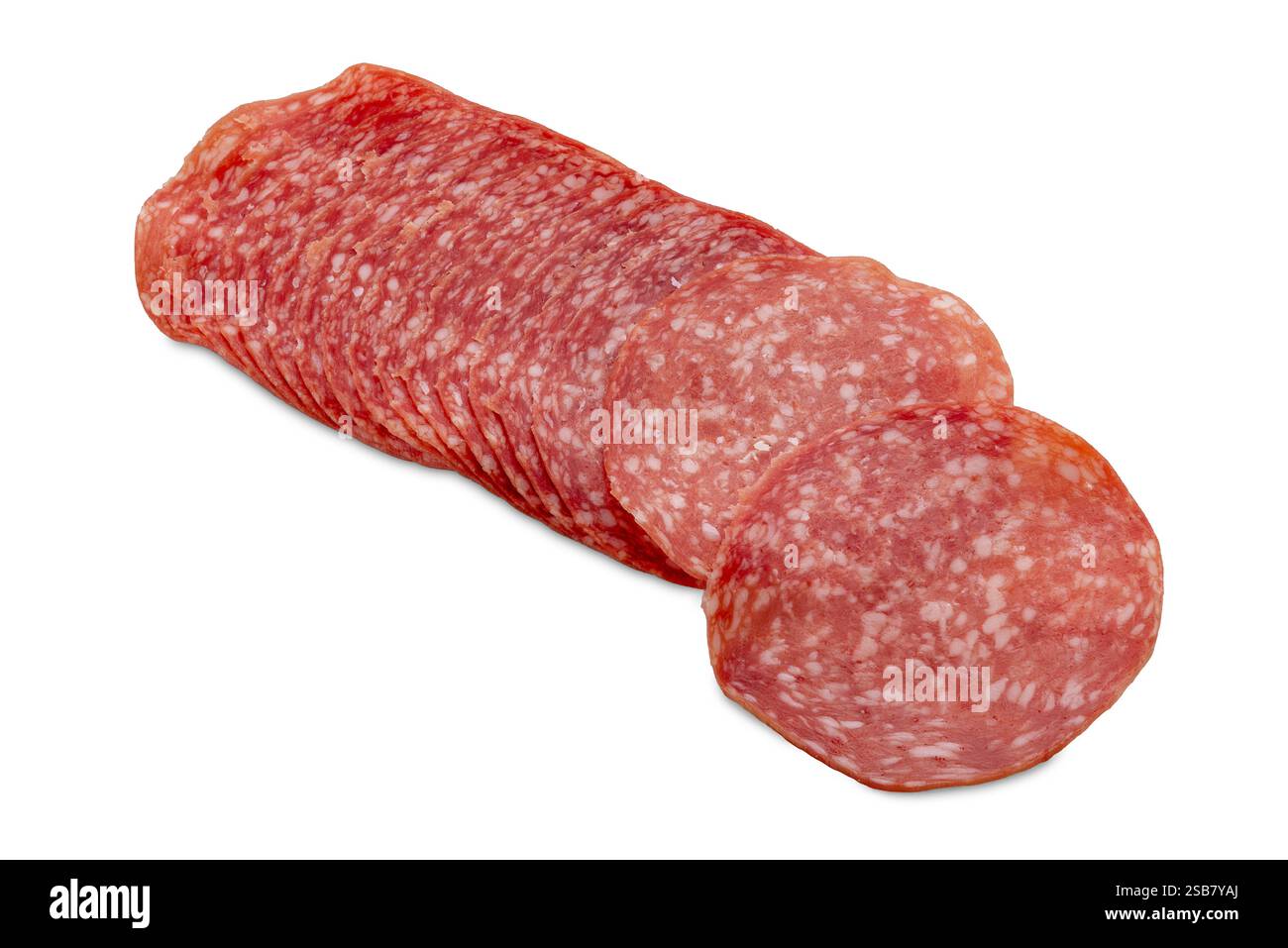 Sliced salami isolated on white with clipping path included, slices of salami on white ...