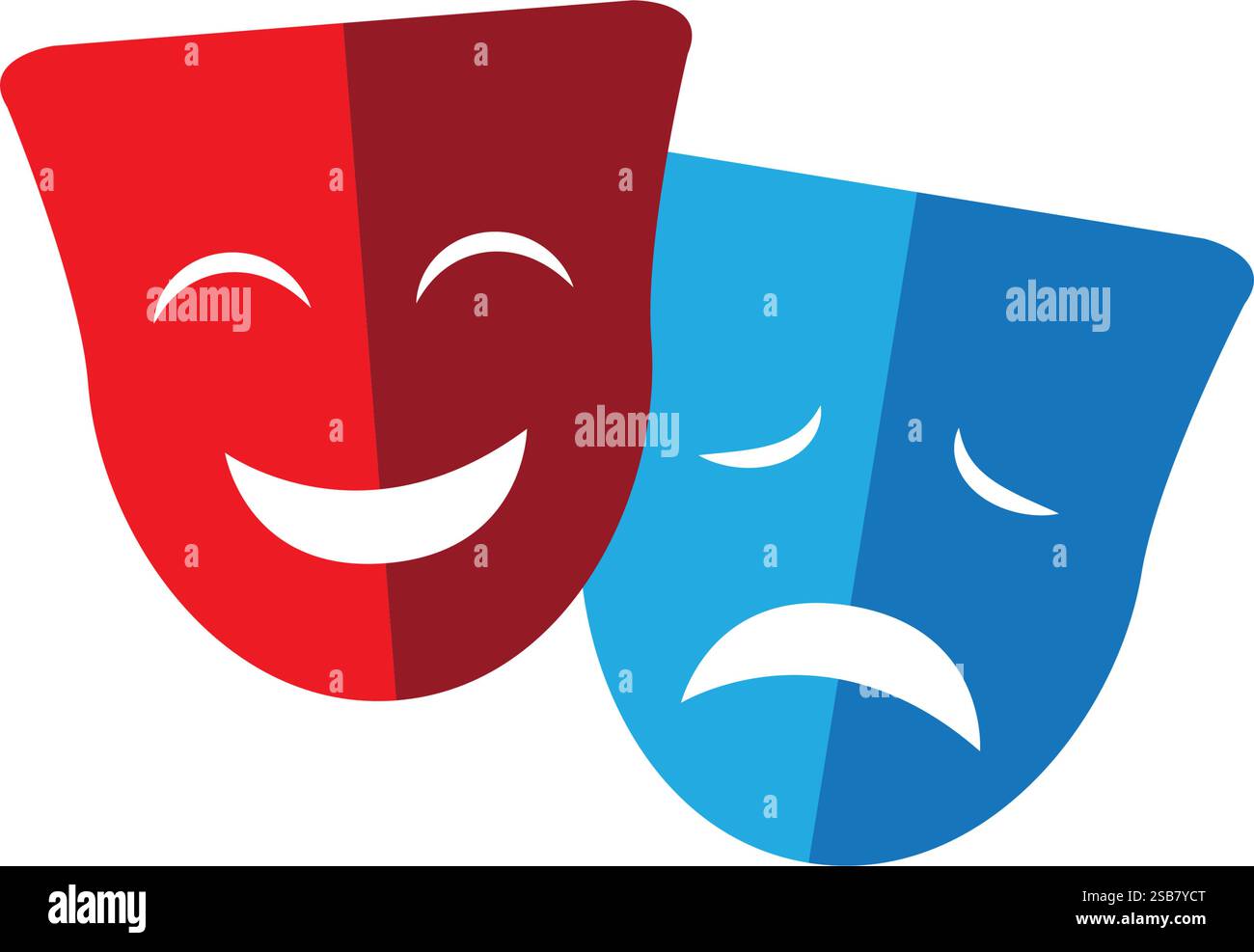 Set of Theater face mask icon, emotion actor comedy and drama symbol ...