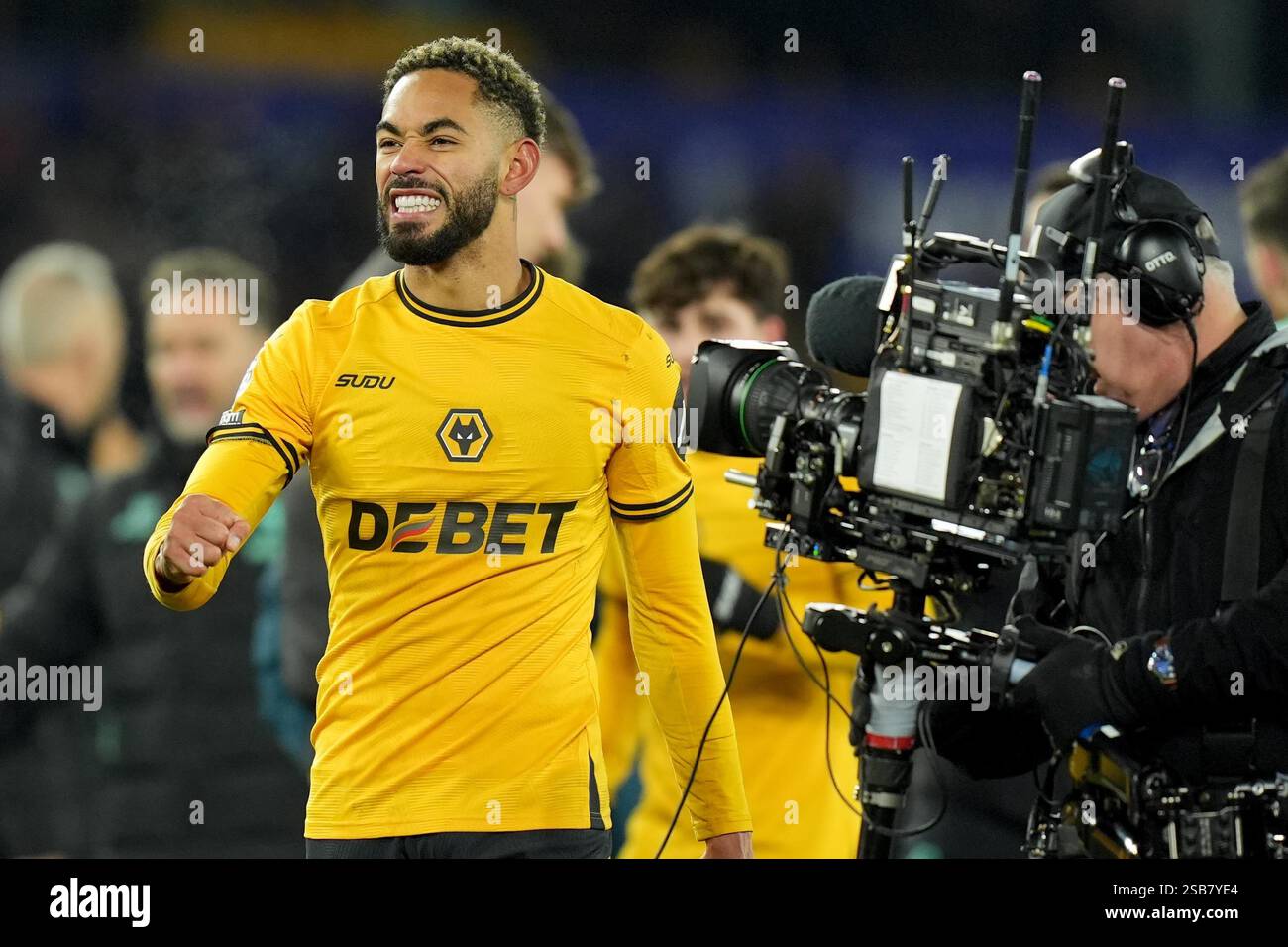 Wolverhampton Wanderers' Matheus Cunha celebrates after the Premier ...