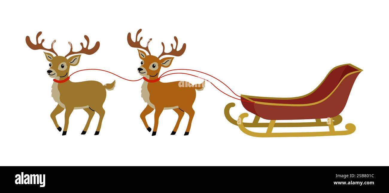Reindeer pulling a traditional sleigh during winter festivities Stock Vector Image & Art - Alamy