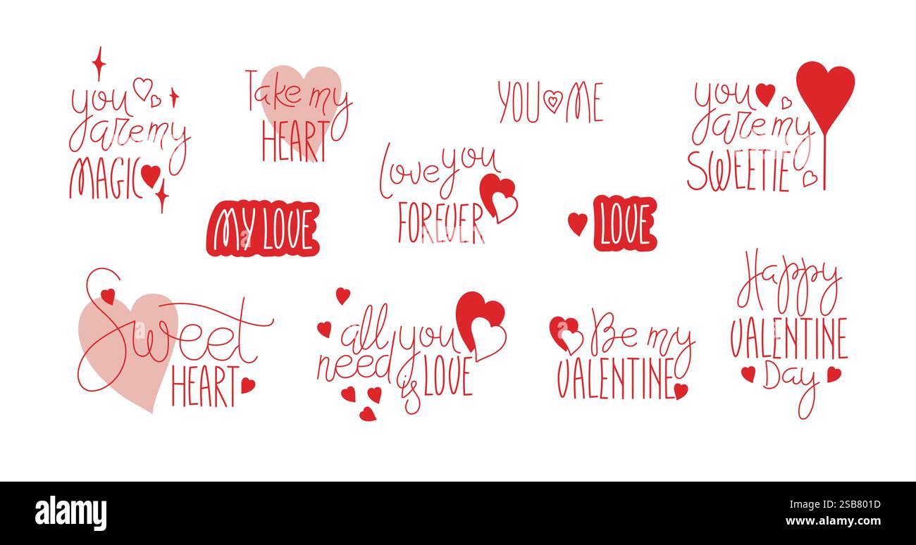 Various heart-themed designs showcase romantic messages suitable for ...