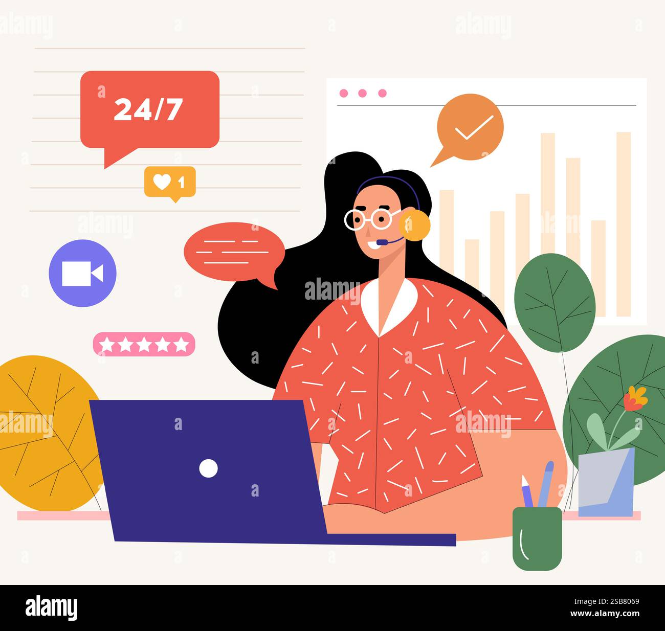 Customer Support. Business illustration. Online assistant. Customer ...