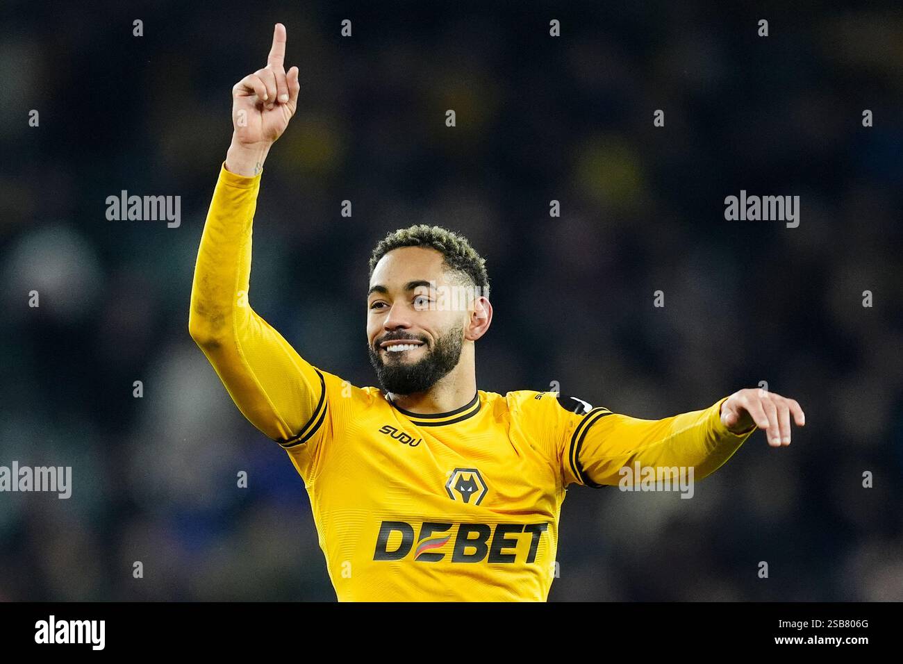 Wolverhampton Wanderers' Matheus Cunha celebrates after the Premier ...