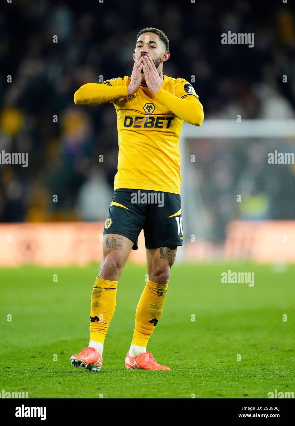 Wolverhampton Wanderers' Matheus Cunha celebrates after the Premier ...