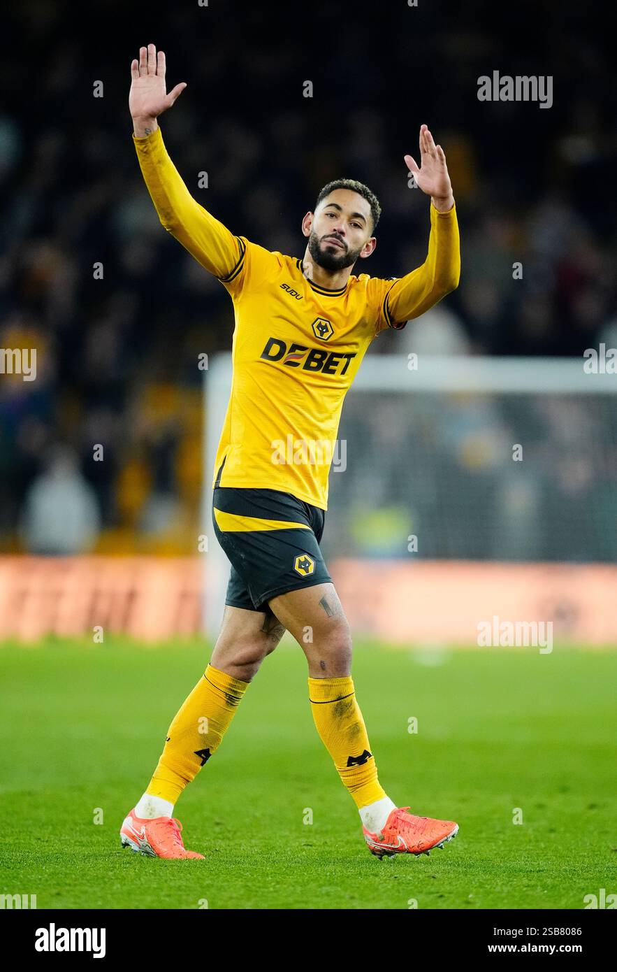Wolverhampton Wanderers' Matheus Cunha celebrates after the Premier ...