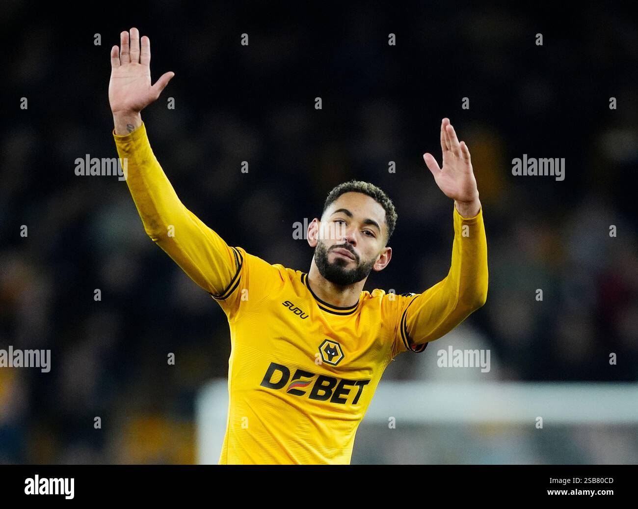 Wolverhampton Wanderers' Matheus Cunha celebrates after the Premier ...