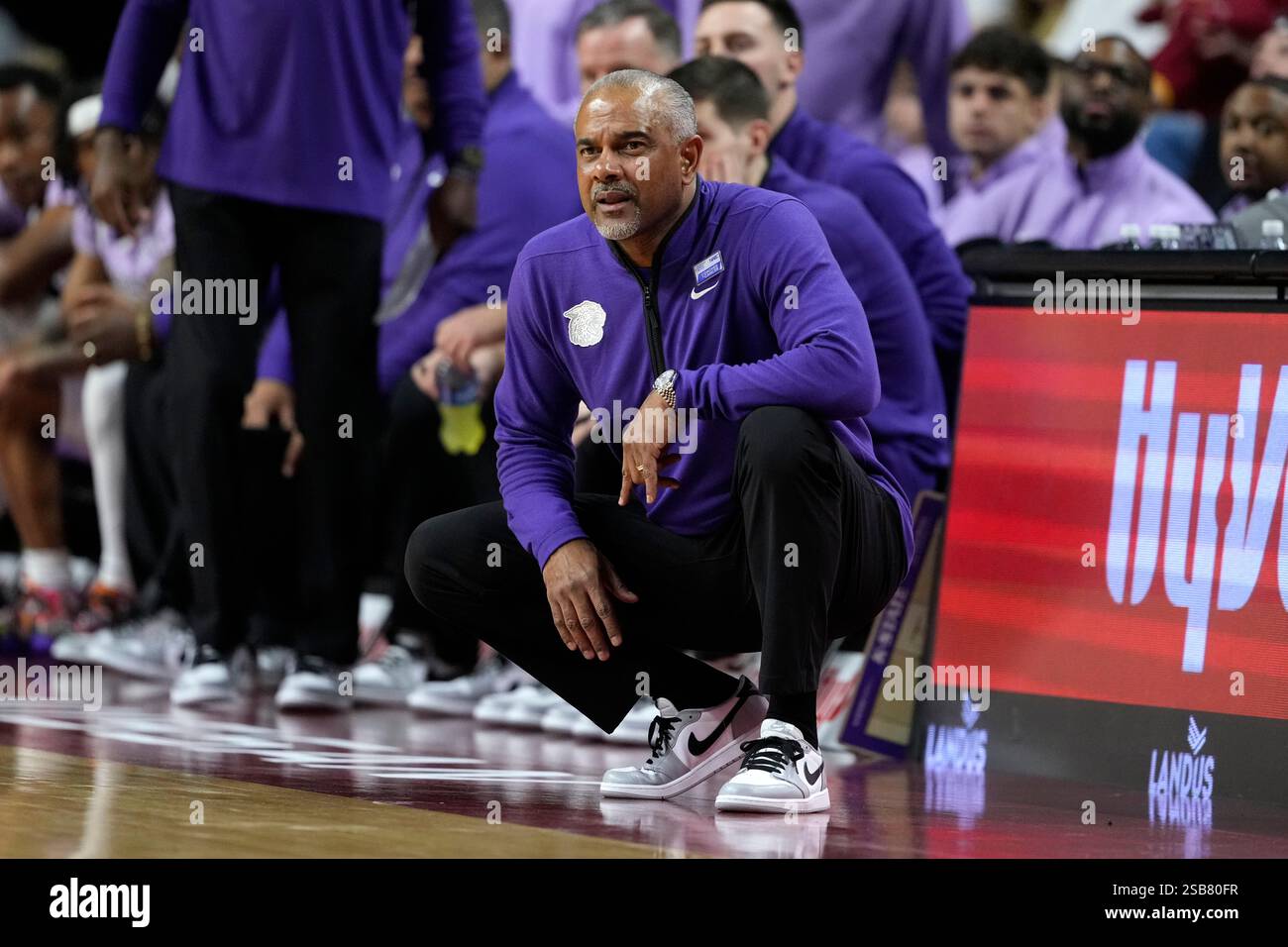 Kansas State head coach Jerome Tang watches from the bench during the ...
