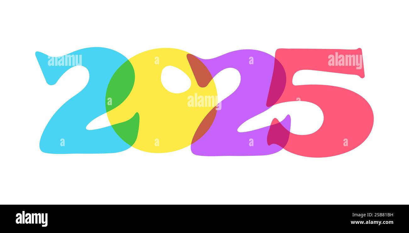2025 handwritten text. Typography vector design for Happy New Year ...