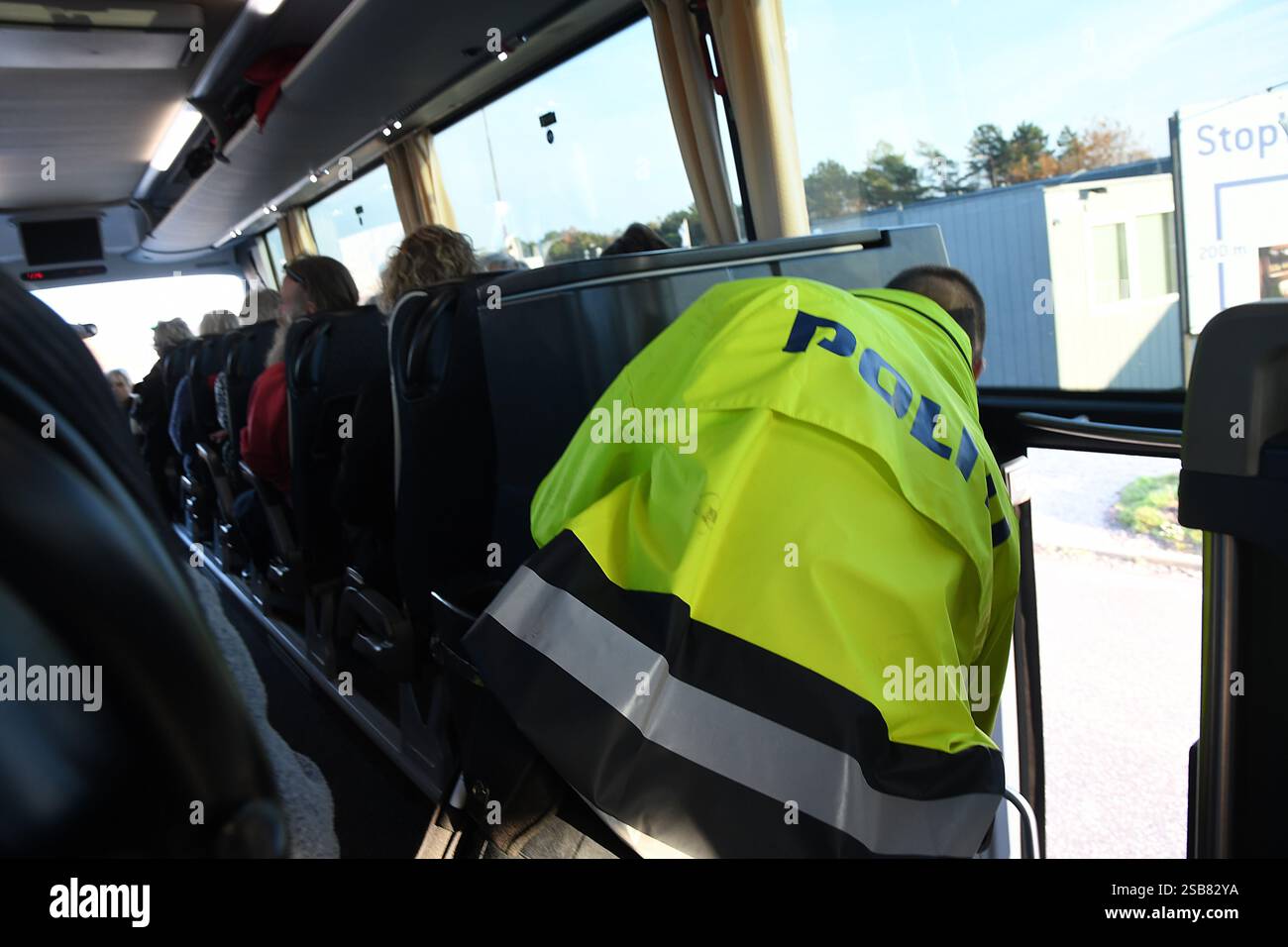 RODBY /Denmark 17.November 2018. Danish border police checking passport ...
