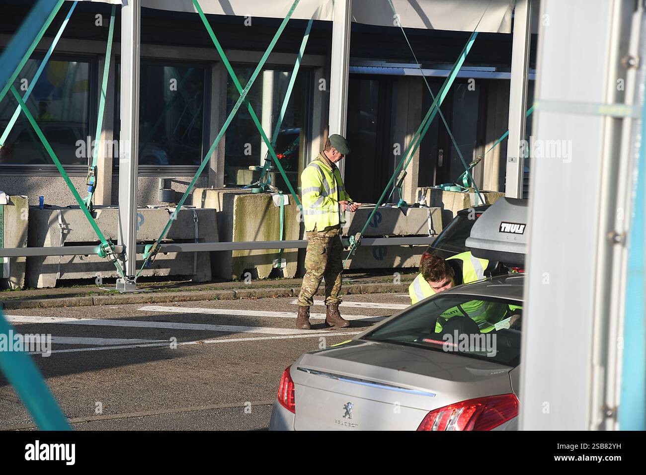 RODBY /Denmark 17.November 2018. Danish border police checking passport ...