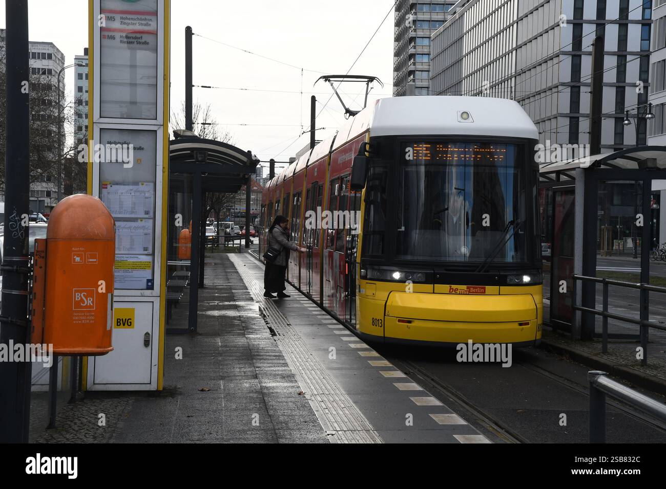 Berlin /Germany . 04.March 2019. M6 tram route starion stop and otto ...