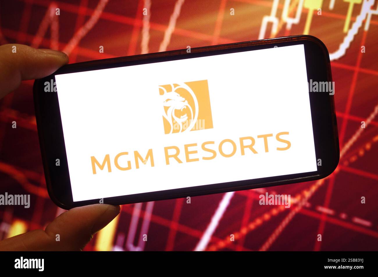 In this photo illustration, the MGM Resorts company logo is seen ...