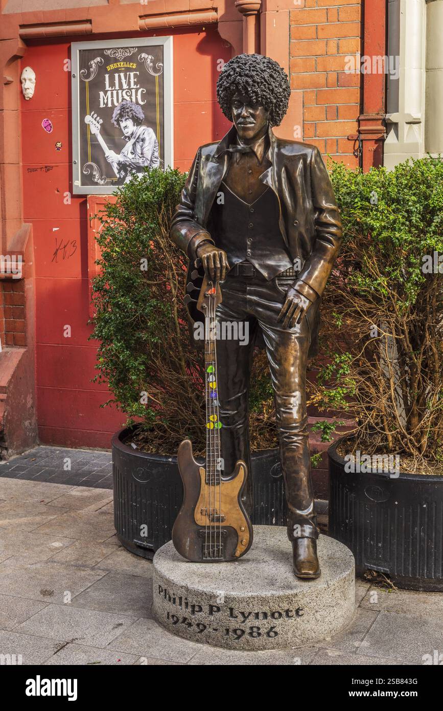 IRELAND, DUBLIN, PHIL LYNOTT STATUE (IRISH SINGER AND BASSIST WITH THE ...