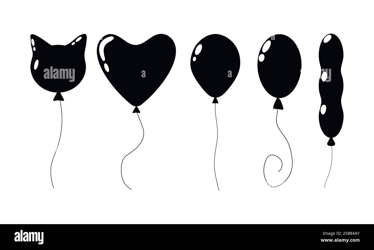 Different balloon shapes including cat, heart, and oval designs in ...