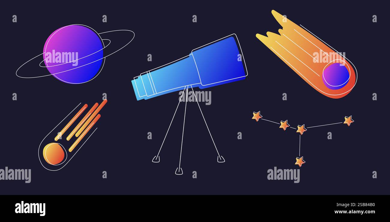 Diverse Group of Space Objects Stock Vector Image & Art - Alamy