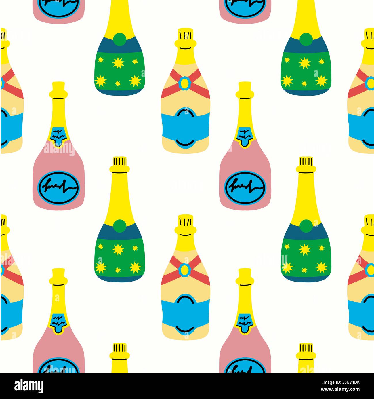 Colorful Champagne Bottle Pattern colorful Stock Vector Image & Art - Alamy