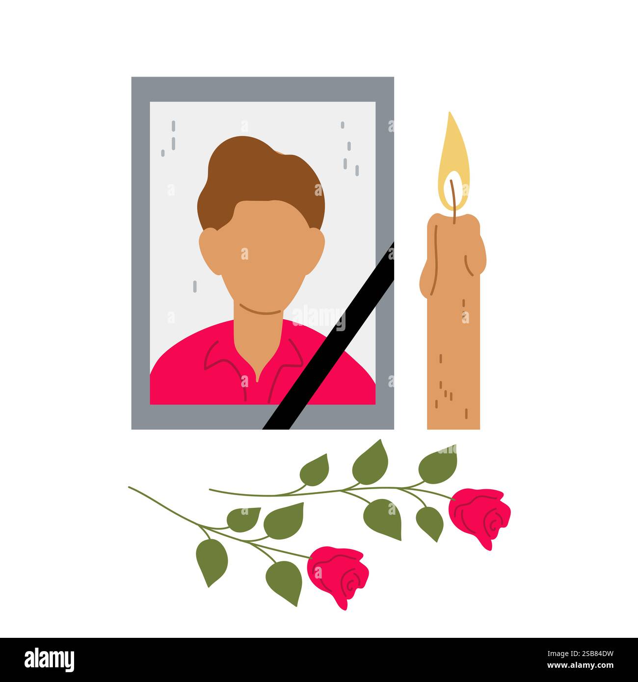 Memorial tribute with candle and flowers honoring a loved one in ...