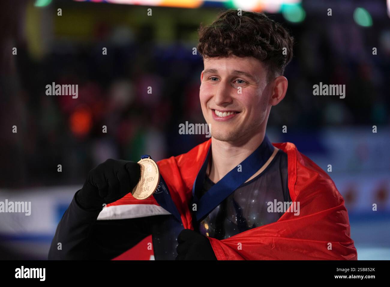 Gold medalist Lukas Britschgi of Switzerland poses with his medal ...