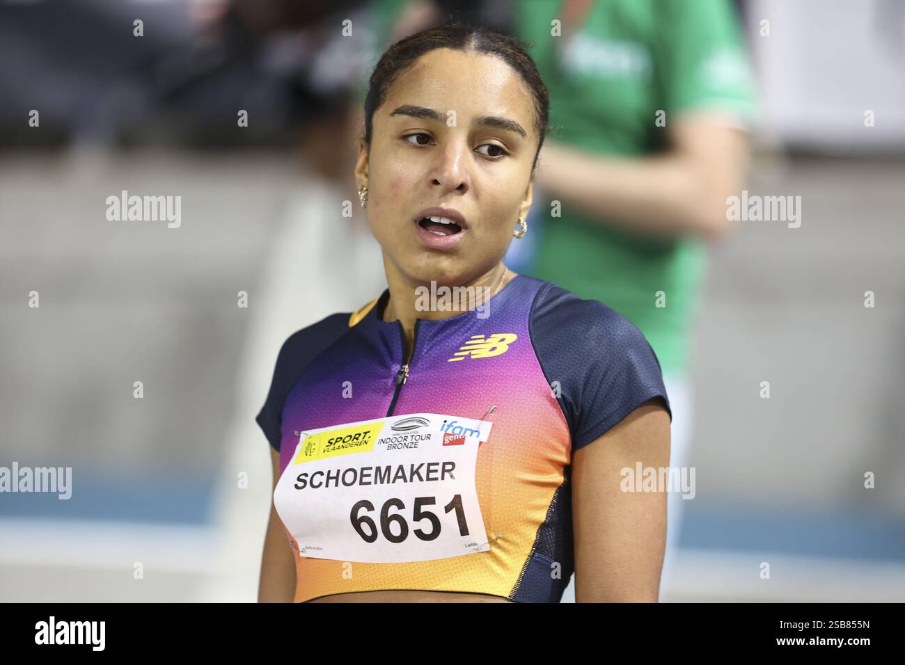Gent, Belgium. 01st Feb, 2025. Belgian athlete Liefde Schoemaker ...