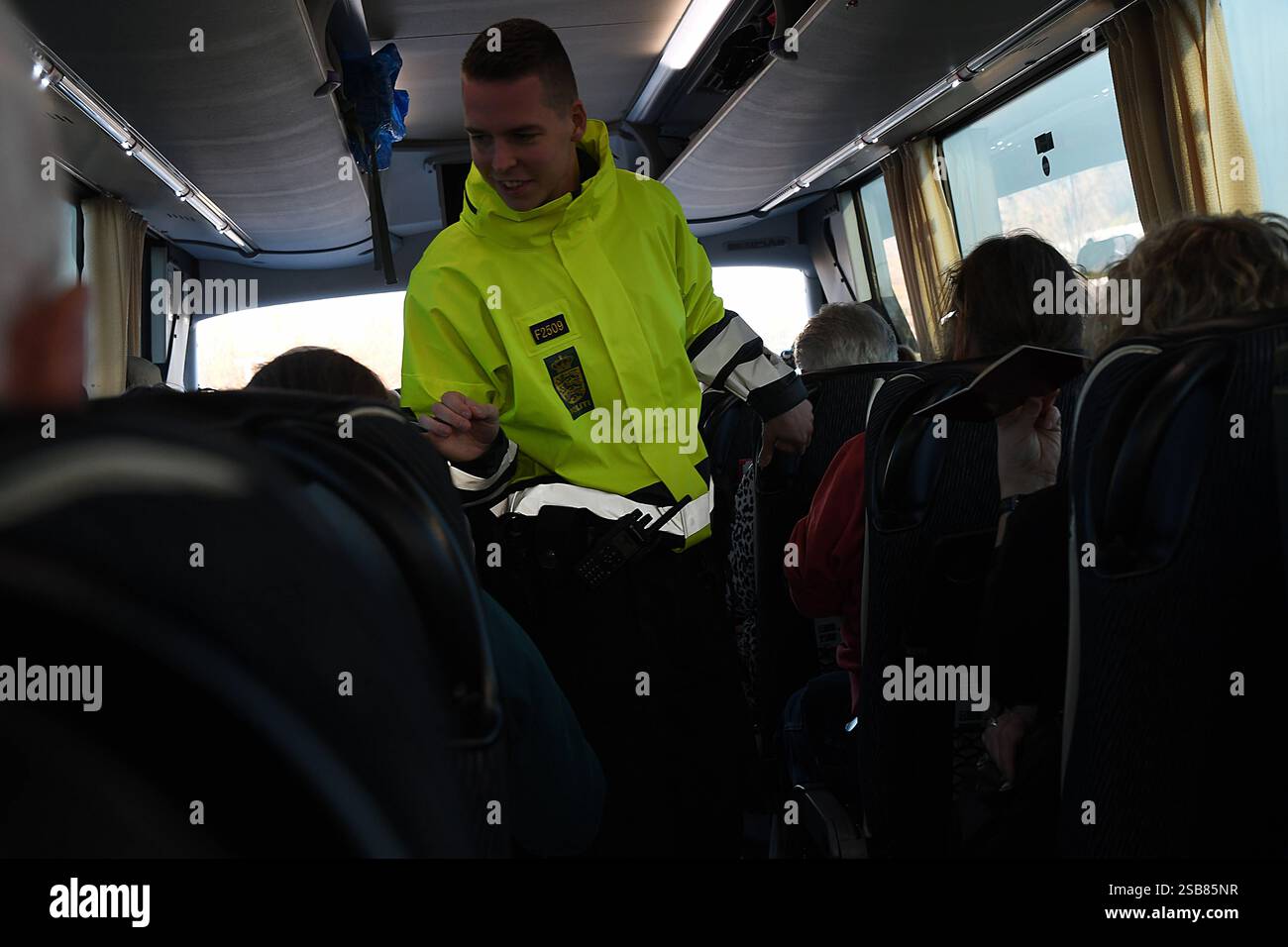 RODBY /Denmark 17.November 2018. Danish border police checking passport ...