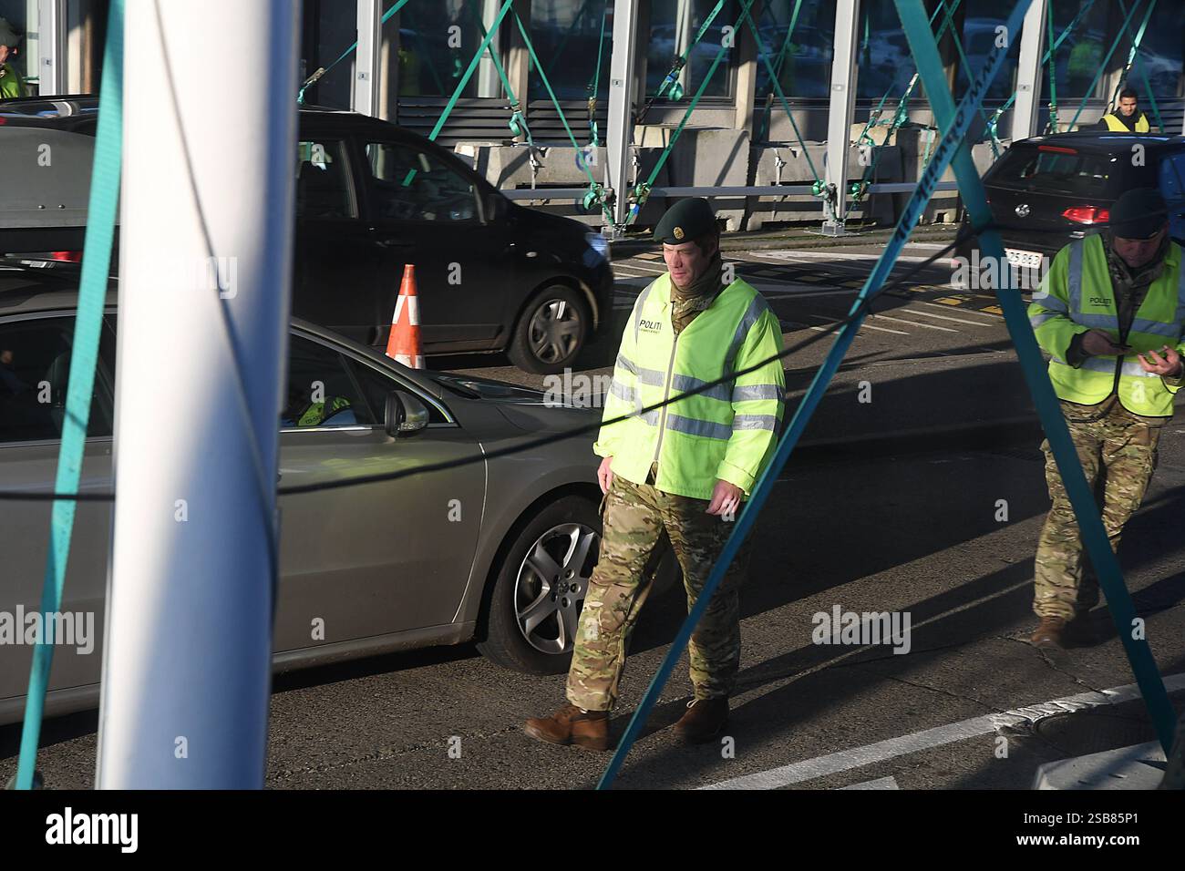 RODBY /Denmark 17.November 2018. Danish border police checking passport ...