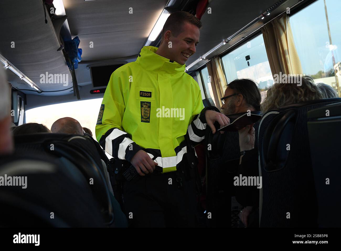 RODBY /Denmark 17.November 2018. Danish border police checking passport ...