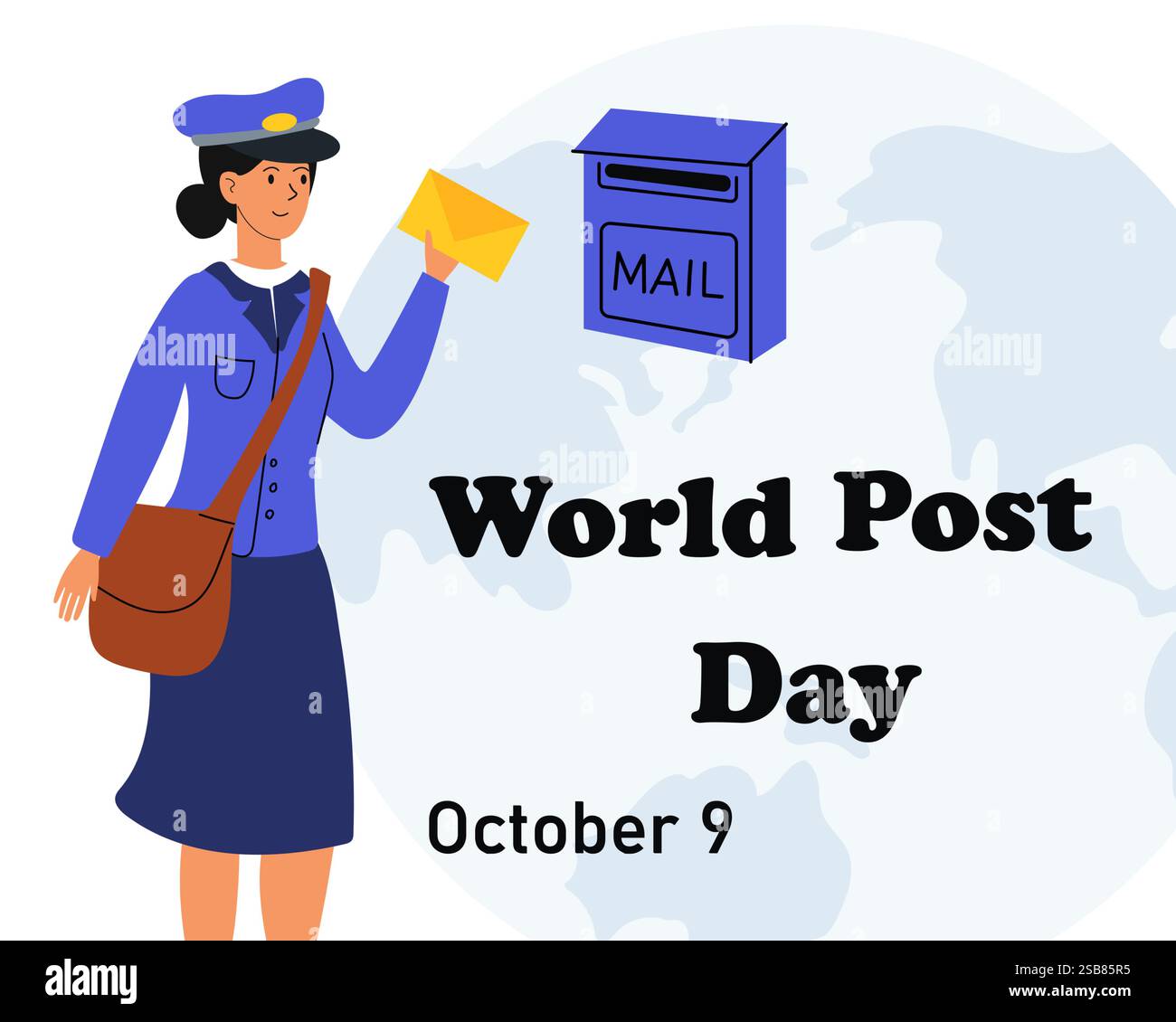 Postal worker celebrating World Post Day by delivering letters on ...