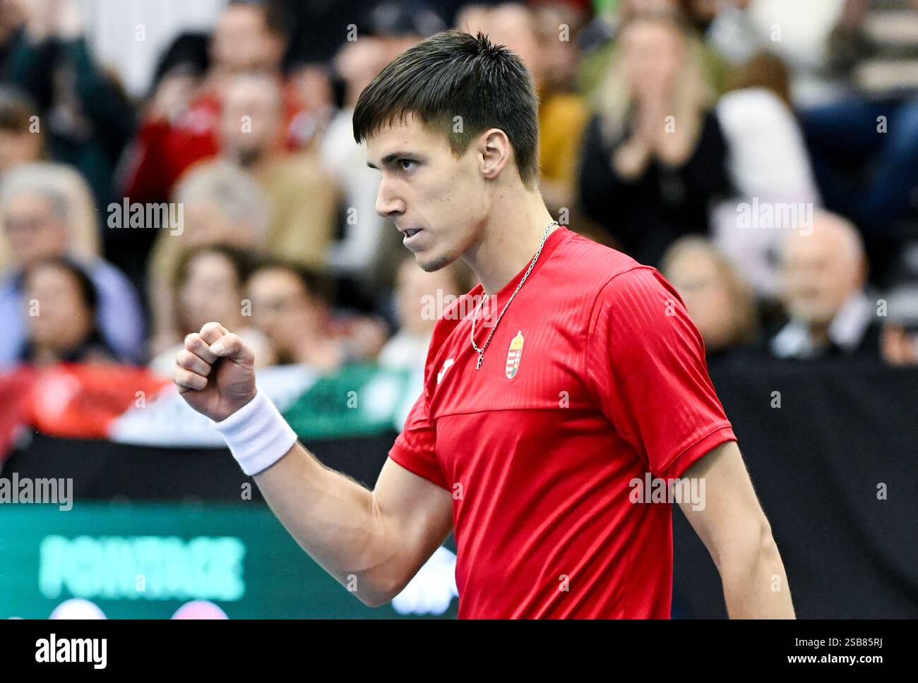 Fabian Marozsan, of Hungary, reacts following his win over Alexis ...