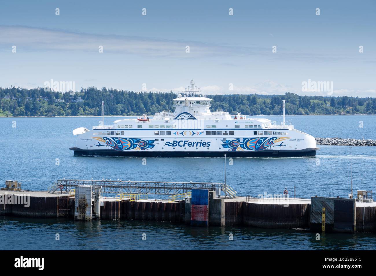 Vancouver British Columbia Canada, July 24 2024: Small vehicle ferry ...