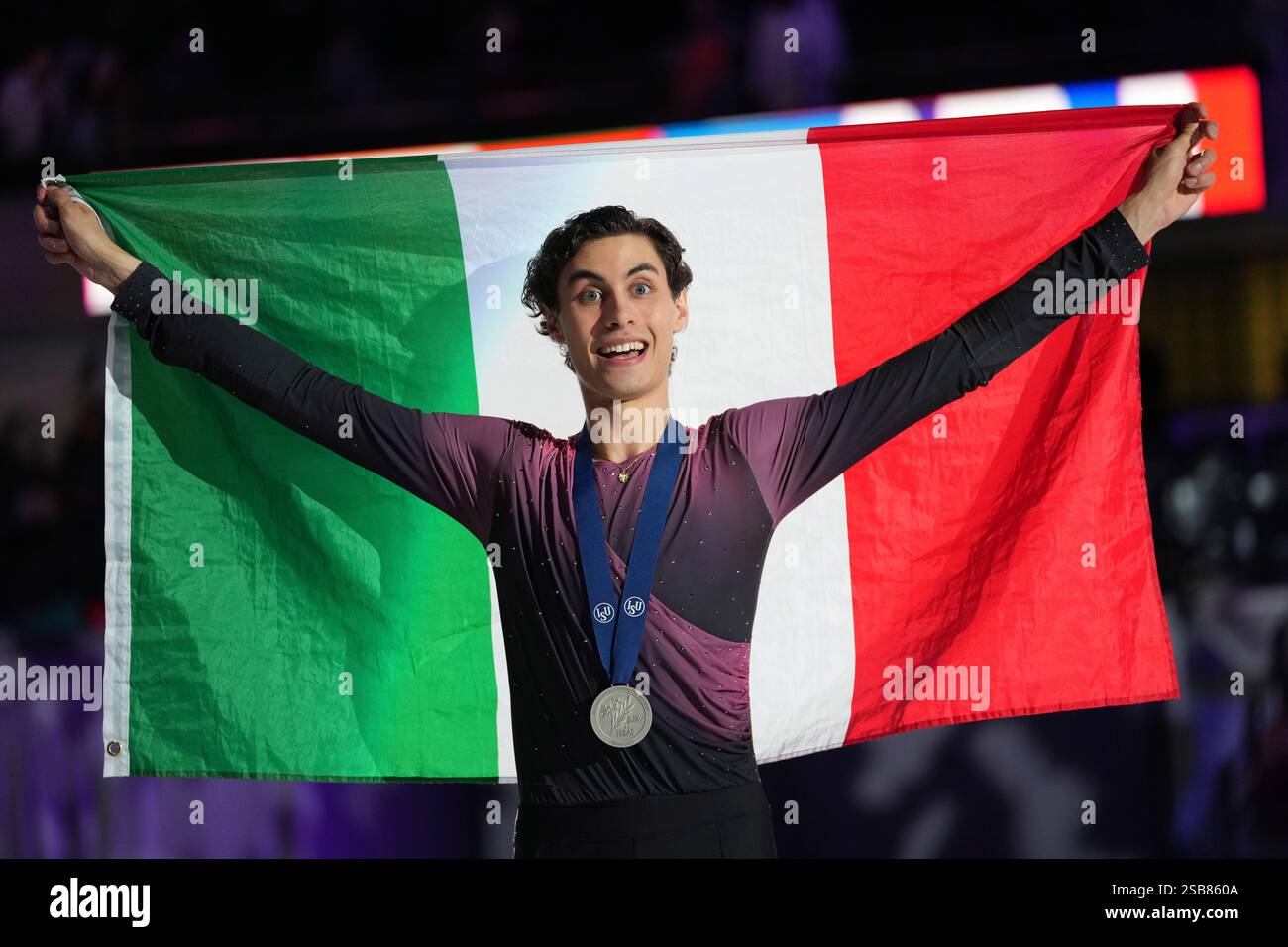 Silver medalist Nikolaj Memola of Italy poses with his medal during the ...