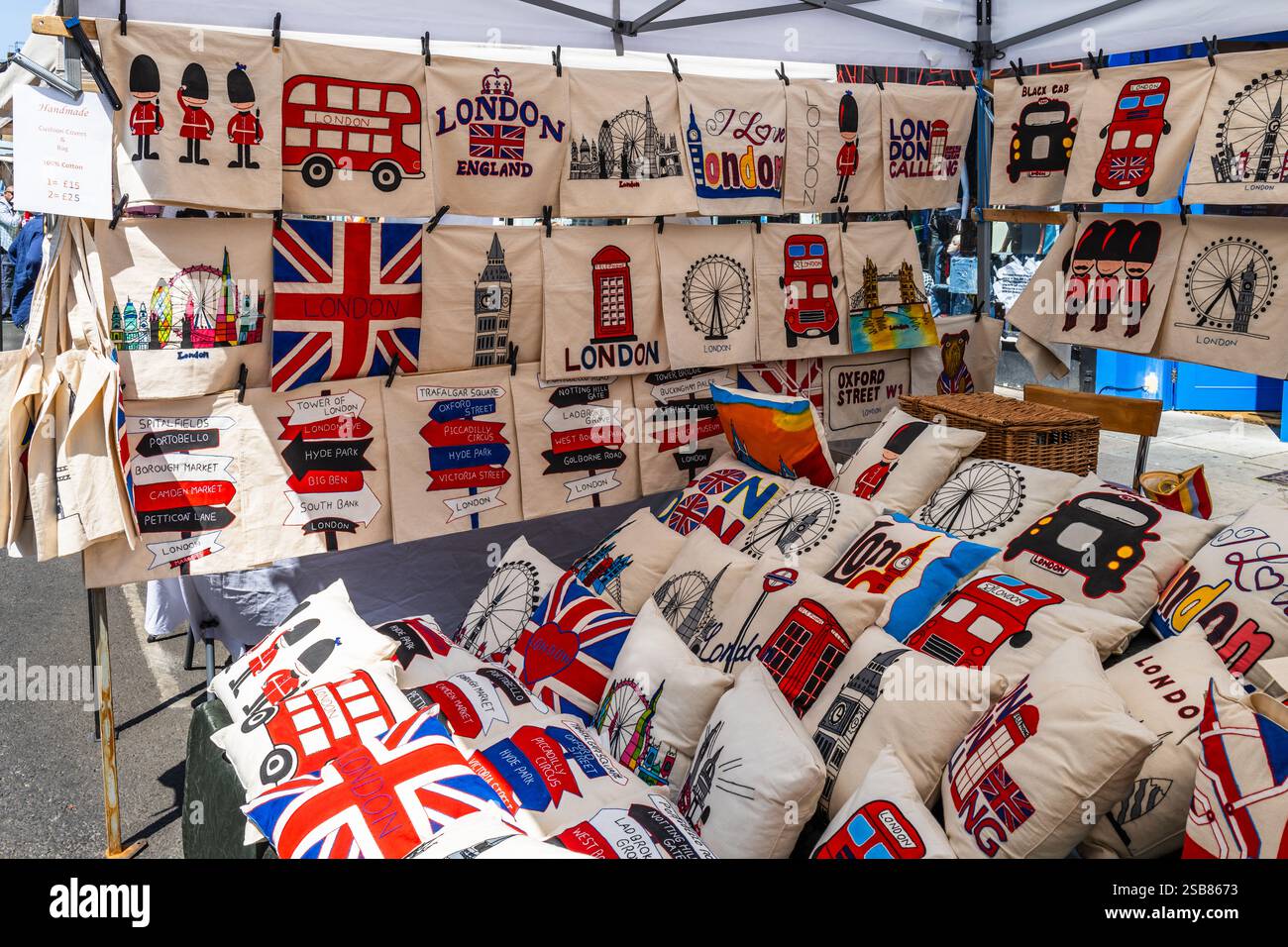 Colorful Union Jack Pillows and Souvenirs at Portobello Road Market ...