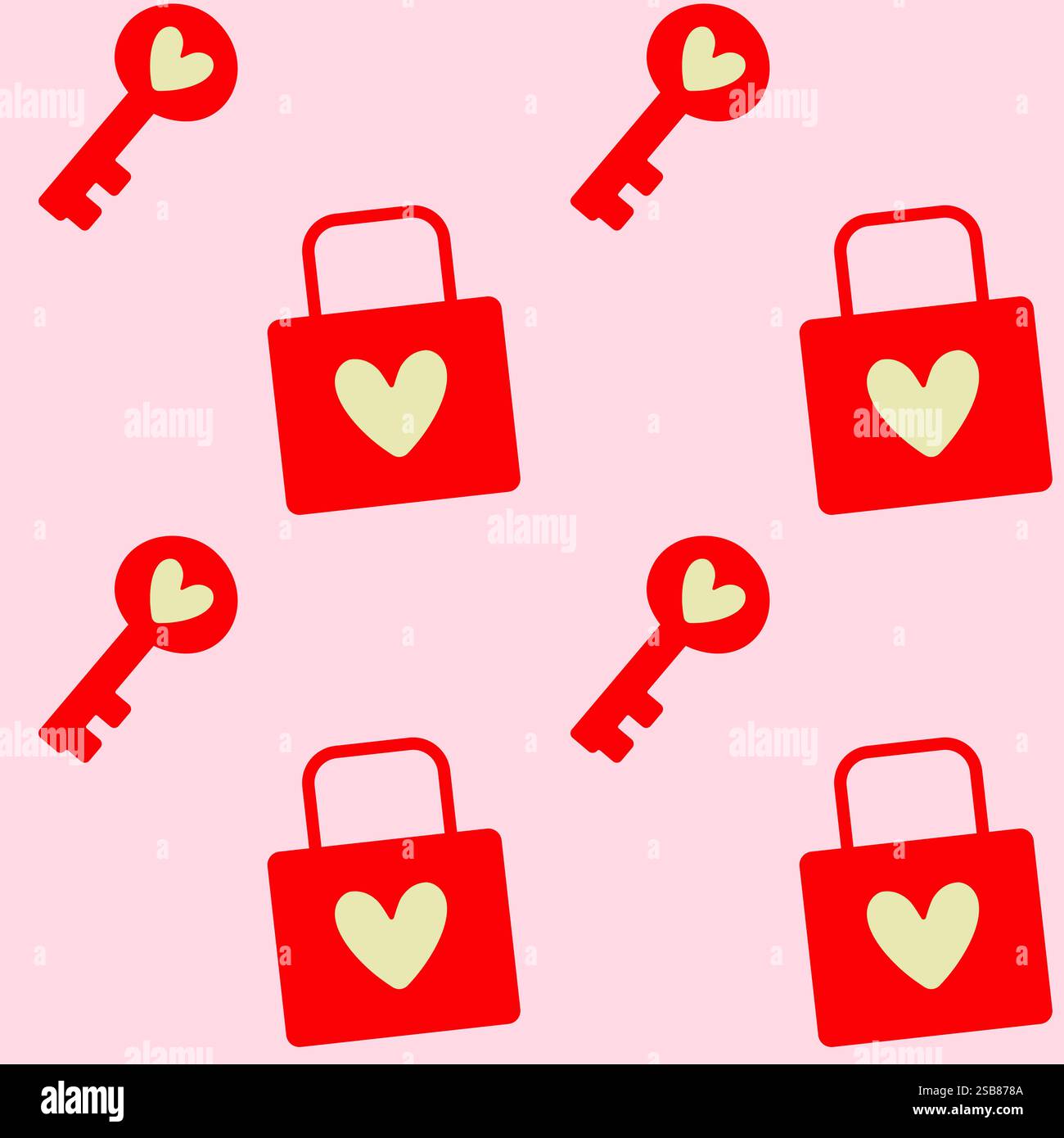 Design featuring red hearts, keys, and locks on a pink background for ...
