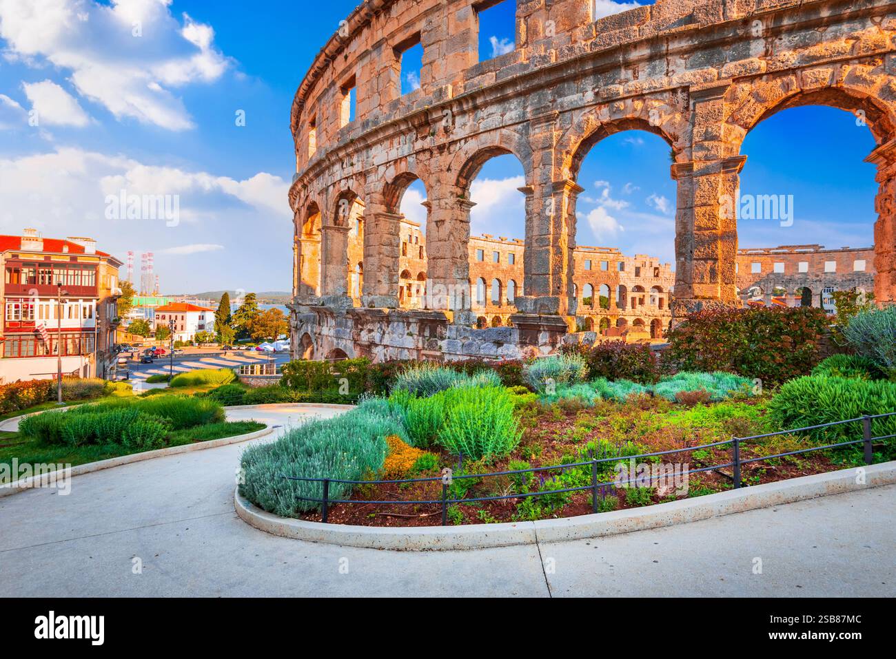 Pula, Croatia. Famous Ancient Roman Amphitheatre in Croatia, iconic ...
