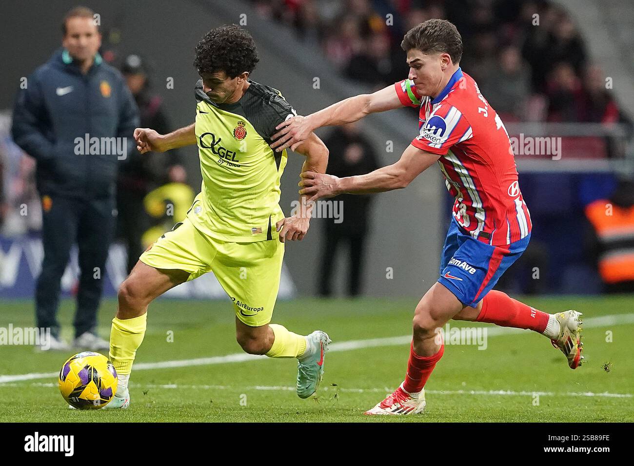 Madrid, Spain. 01st Feb, 2025. Atletico de Madrid's Julian Alvarez (r ...