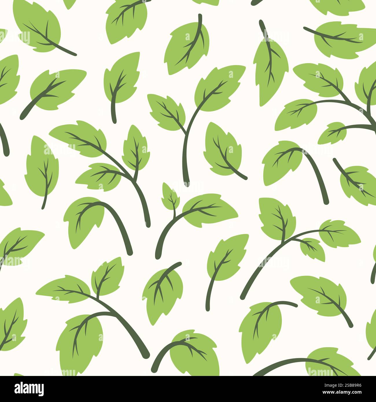 Seamless Leaf Pattern, Green Leaves, Botanical Background. Nature ...