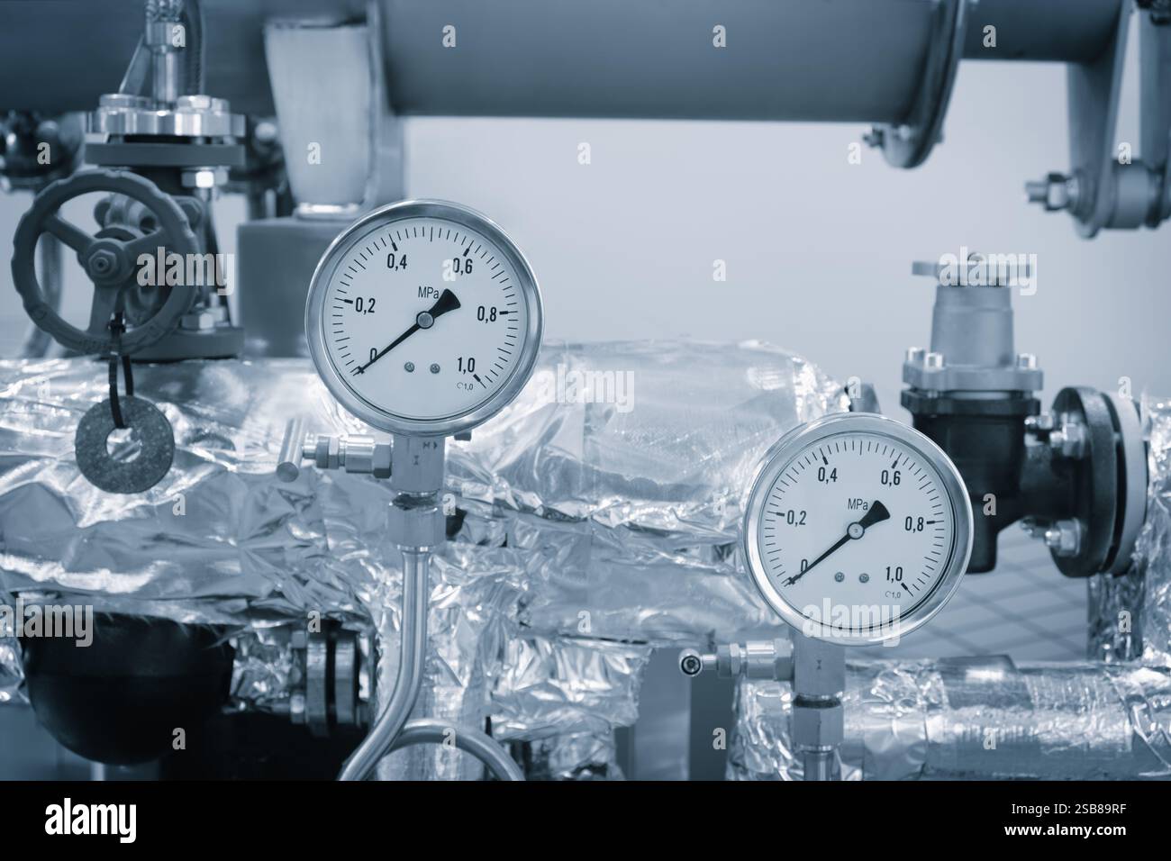 Boiler room gas pressure meter. Industrial concept. equipment of the ...