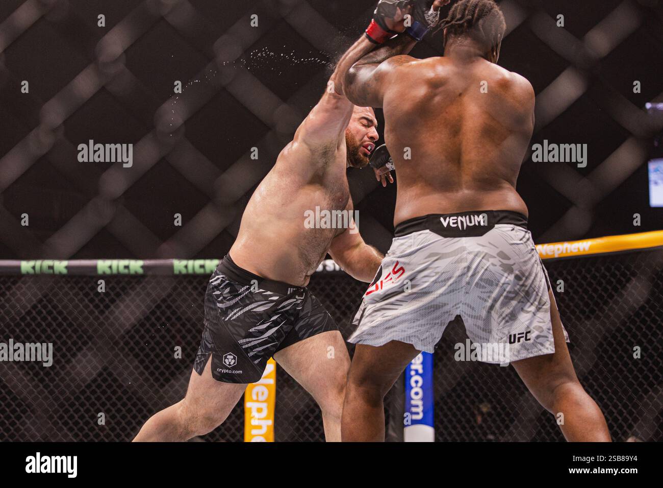 RIYADH, SAUDI ARABIA - FEBRUARY 1: Jamal Pogues battles Hamdy ...