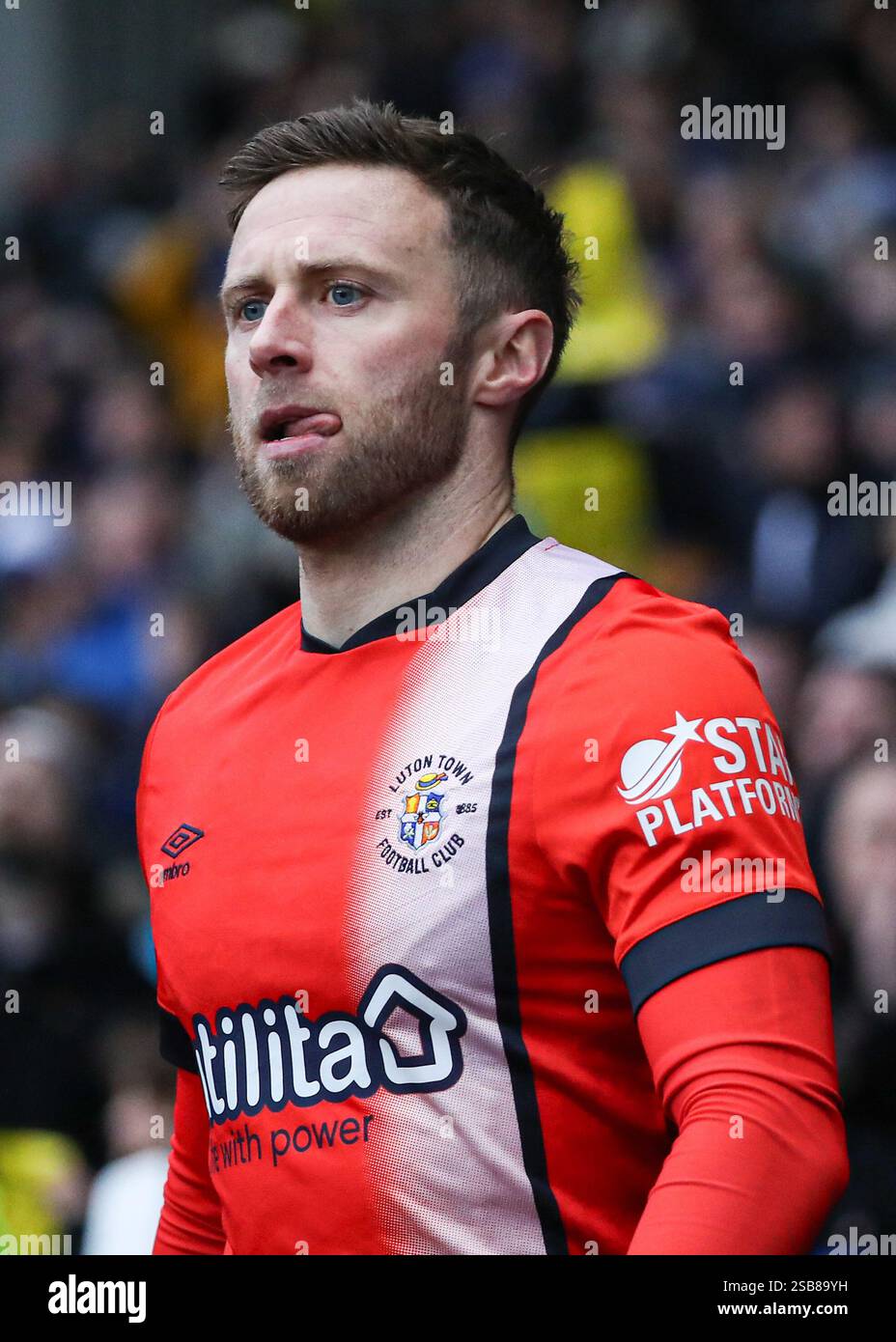 Jordan Clark of Luton Town walking out for the first half during the ...